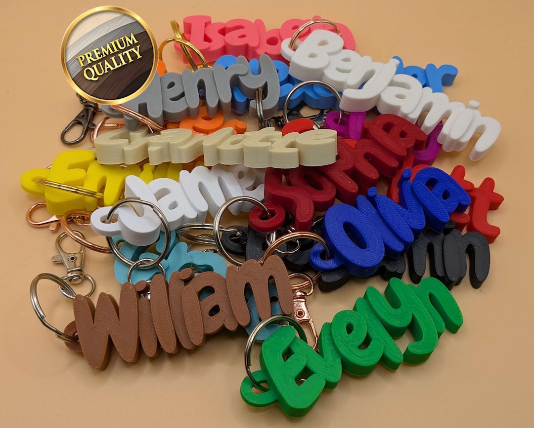 Personalised Name Keychain 3D Printed Custom Keyring Gift for Kids ...