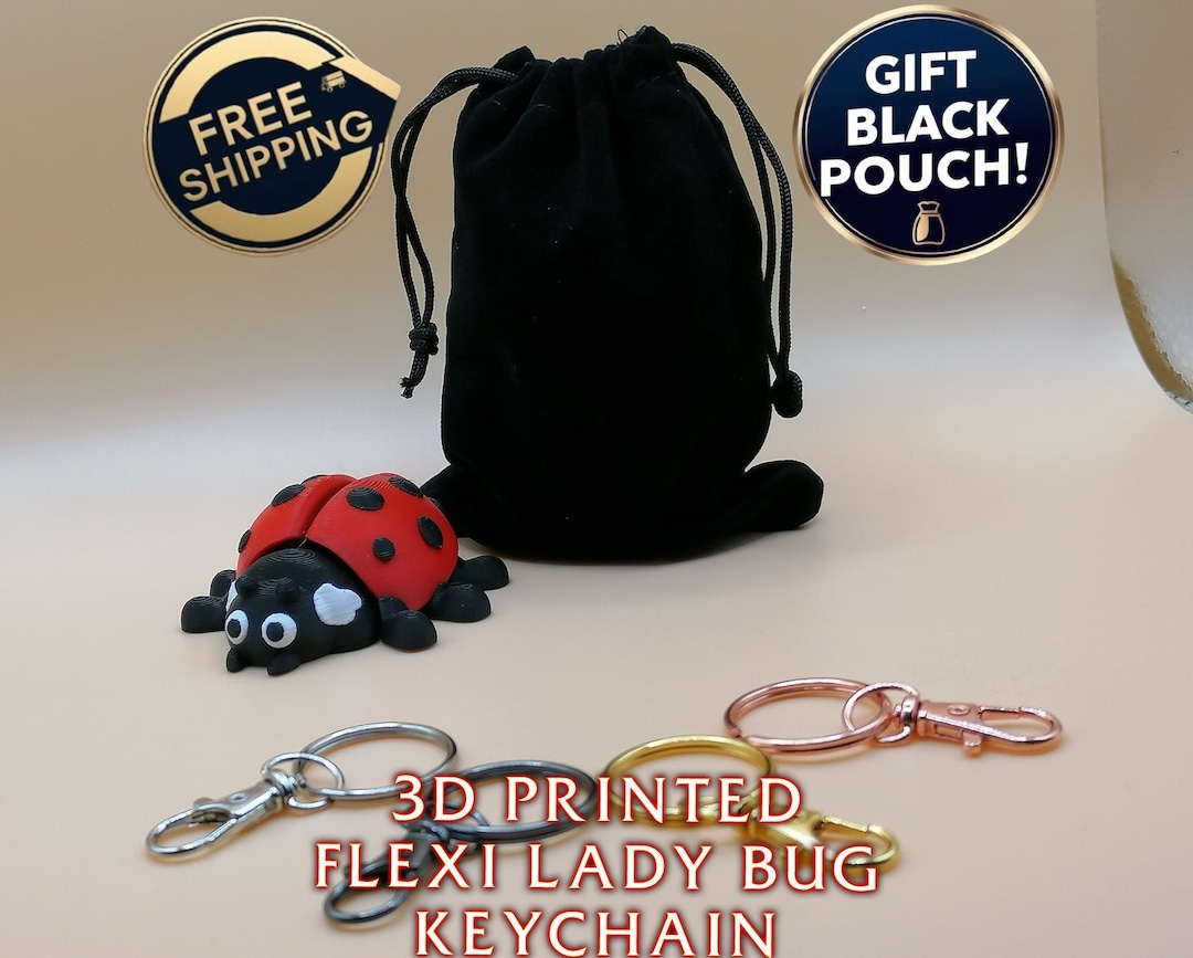 Flexi Ladybug Keychain 3D Printed Articulated Keychain Cute Bug Fidget ...