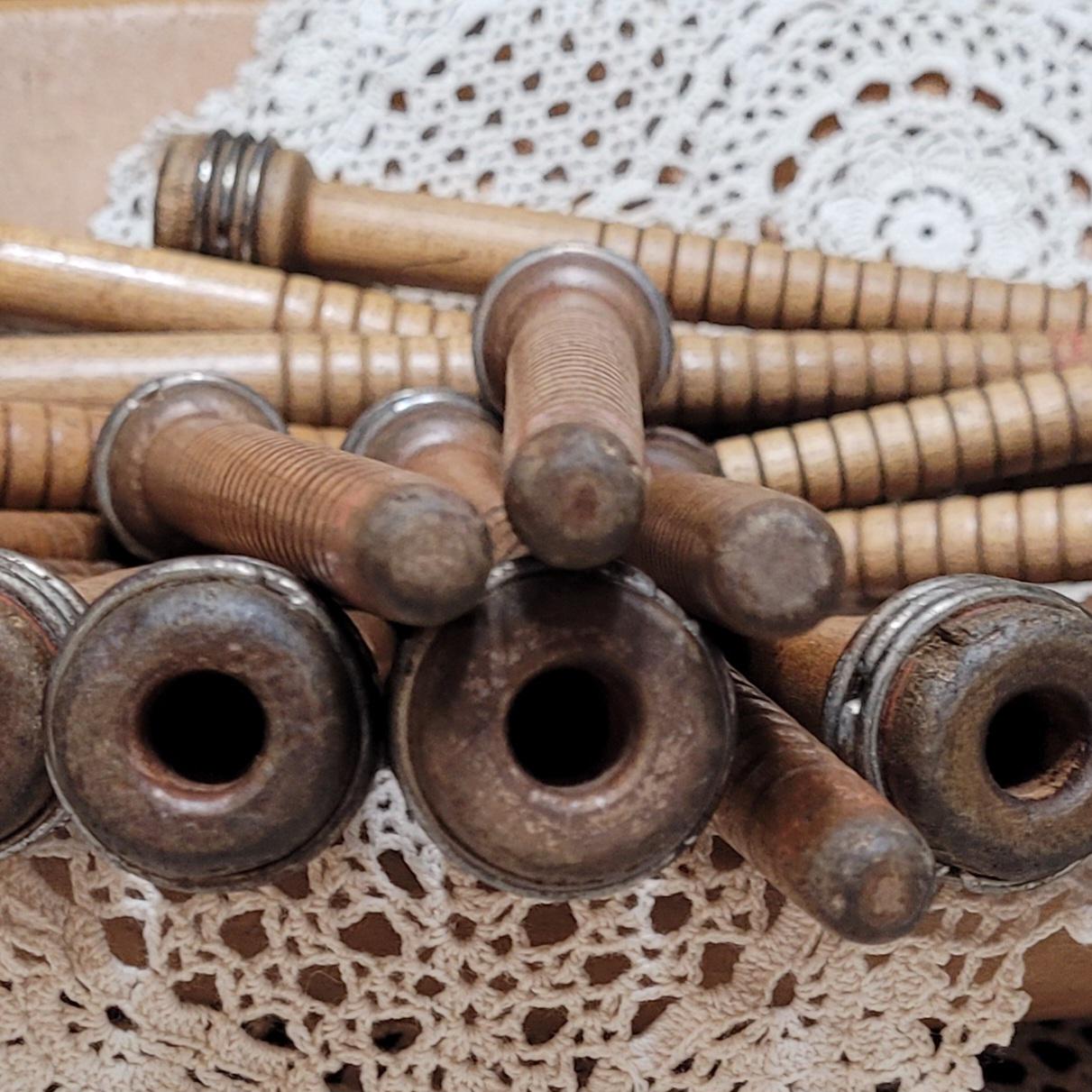 Set of 3 Old Textile Bobbins, Weaving Quills, Wood Spools, Fabulous ...