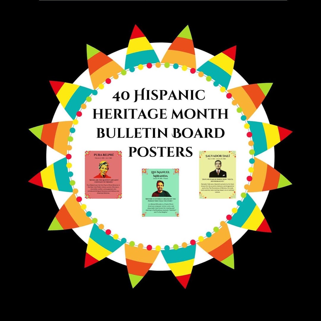 40 Hispanic Heritage Posters | Bulletin Board Kit | Bios, Quotes, Dates ...
