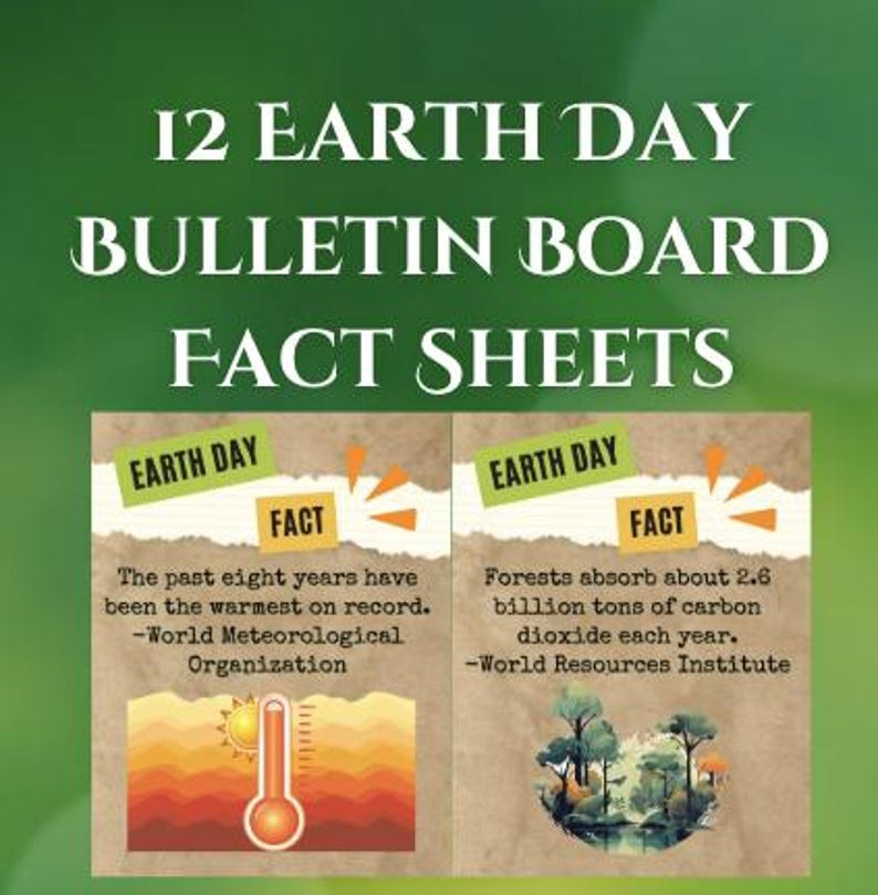 10 Earth Day Bulletin Board Fact Sheets – Educational & Eye-opening - Etsy