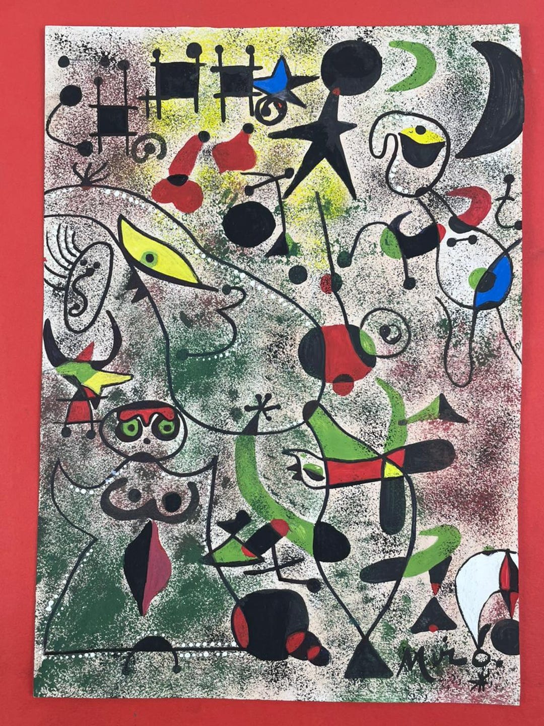 Joan Miro Mixed Media Drawing on Paper Signed - Etsy