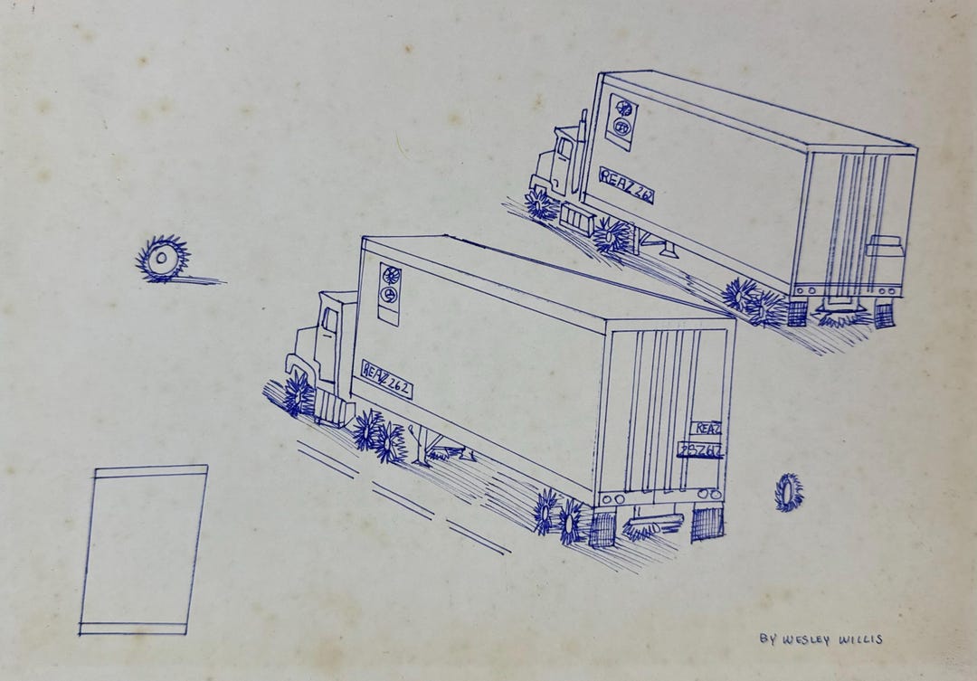 Wesley Willis Drawing on Handmade Paper - Etsy