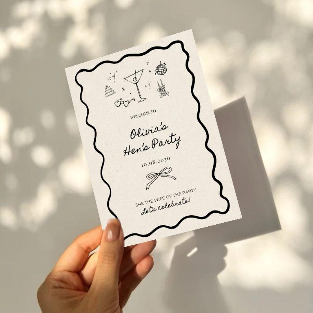 Hens Party A5 Table Place, Invitation Bridal Editiable - Etsy
