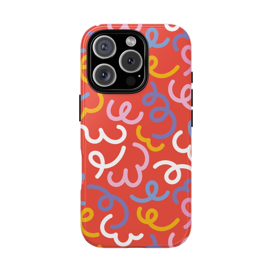 RED SQUIGGLY DOODLE Phone Case | for iPhone 17, iPhone 16, iPhone 15 ...
