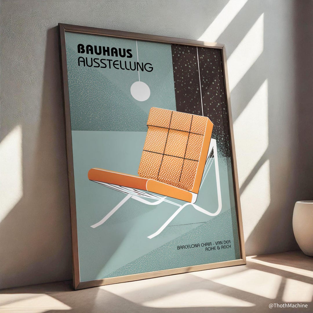 Barcelona Chair Bauhaus Poster | Modernist Wall Art by Mies Van Der ...