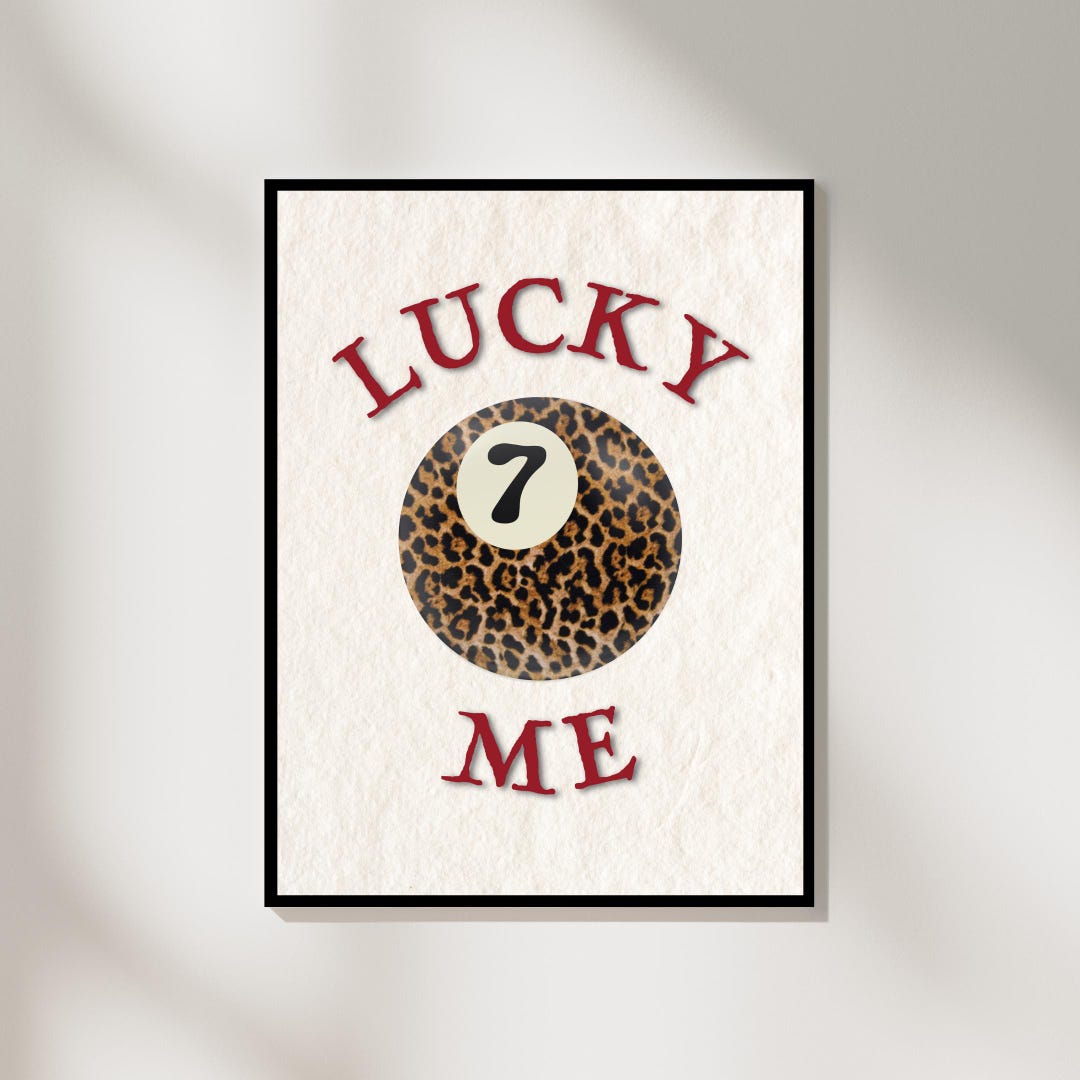 Trendy Leopard Print Lucky Number 7 Pool Ball Wall Decor - Etsy