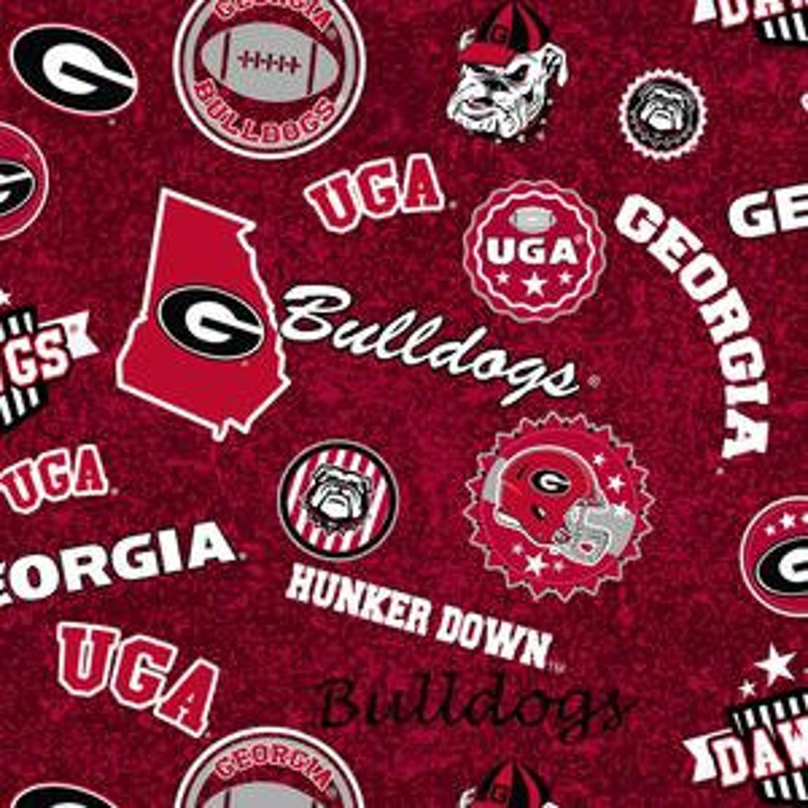 Georgia Bulldog state Map Fabric by the Half Yard - Etsy