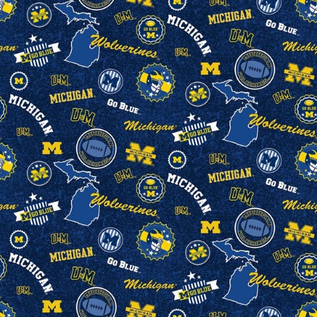 University of Michigan Wolverine (state Map) Fabric by Half Yard - Etsy