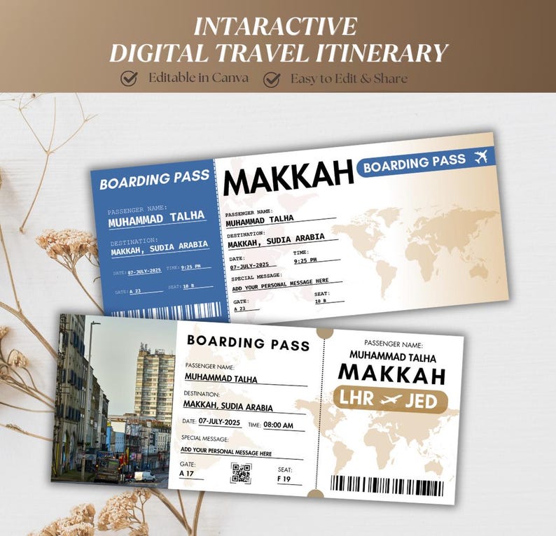 Editable Boarding Pass Template: Custom Flight Ticket (PDF) - Etsy