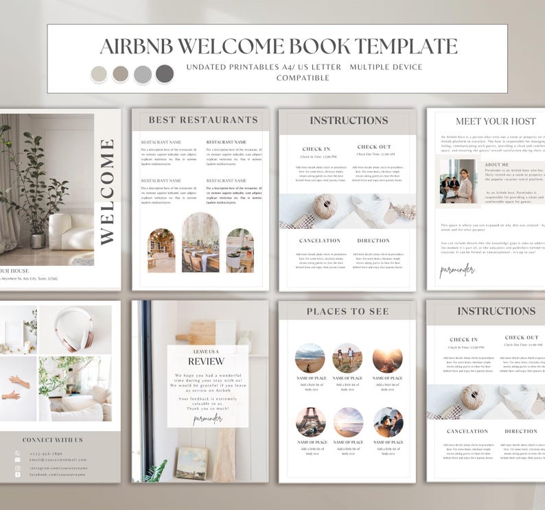 Airbnb Host Welcome Guide | Editable Guest Information Book | House ...