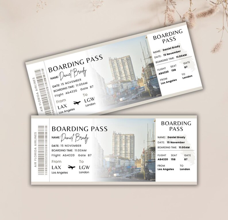 Boarding Pass Template | Editable Flight Ticket for Travel, Events ...