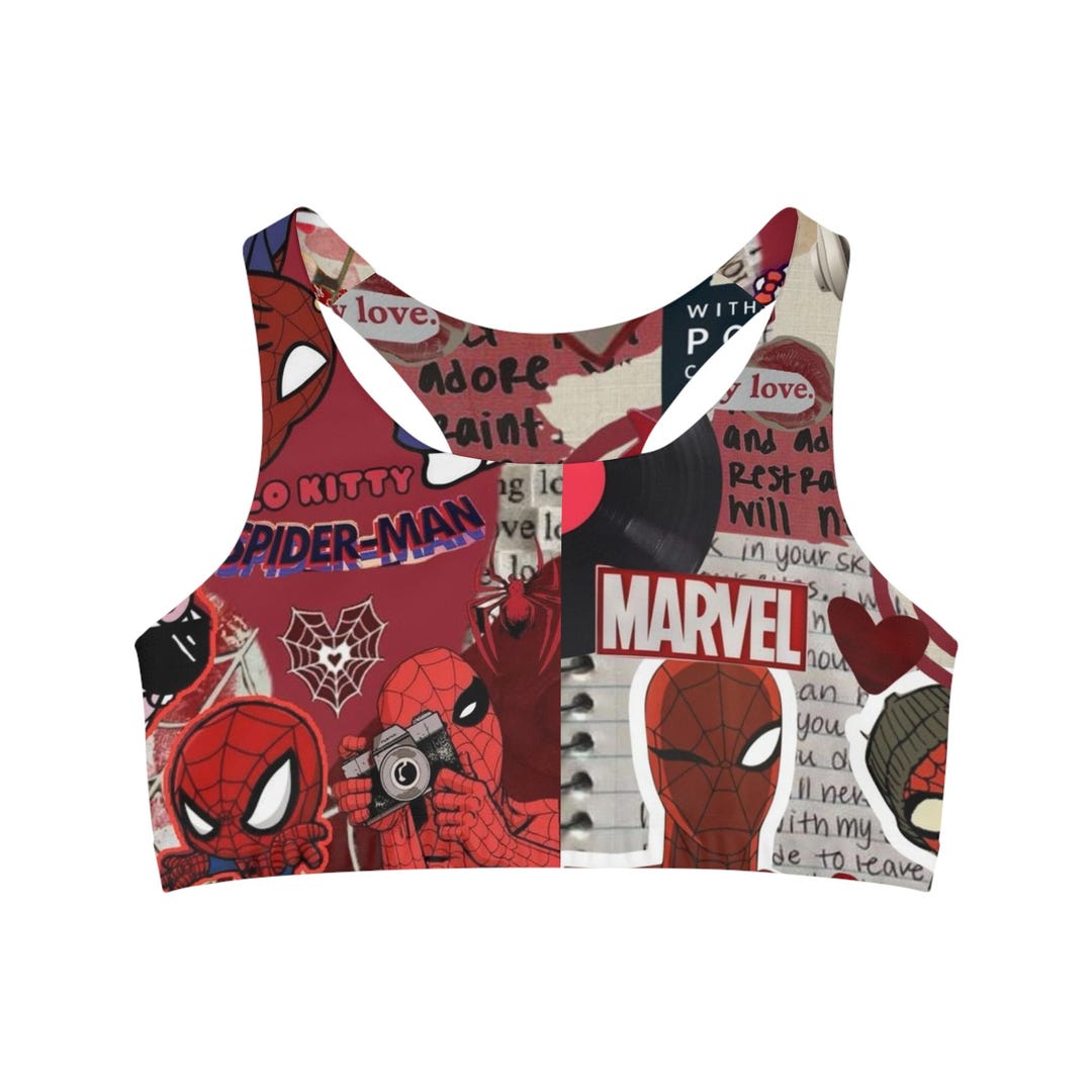 Spiderman Cute Sports Bra, Superhero Athletic Top, Comic Book Workout ...