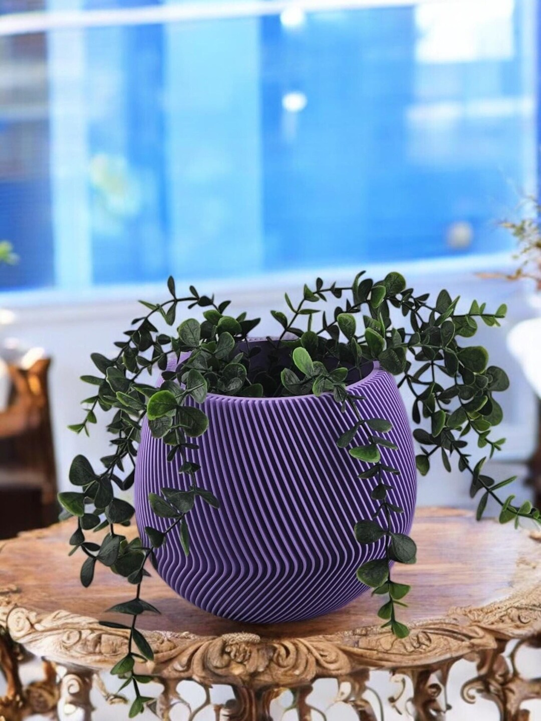Slotted Curve Rounded Planter Modern Decorative Planter Pot Unique ...