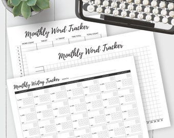 Monthly Writing Tracker for Writers | Word Count Tracker | Letter ...