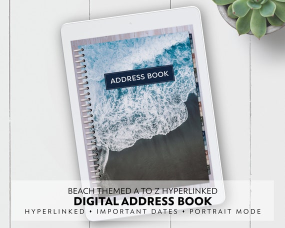 Digital Beach Address Book With A to Z Hyperlinked Tabs for | Etsy