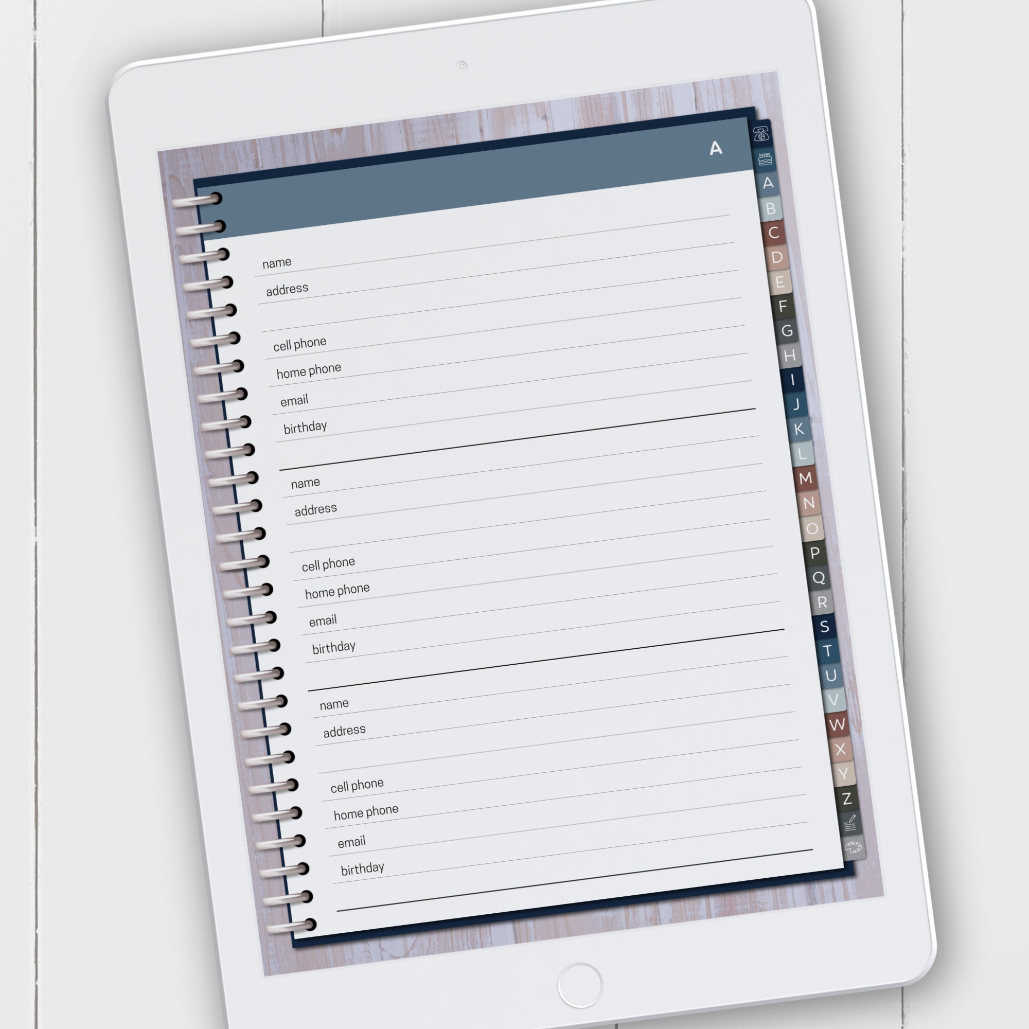 Digital Beach Address Book With A to Z Hyperlinked Tabs for Goodnotes ...