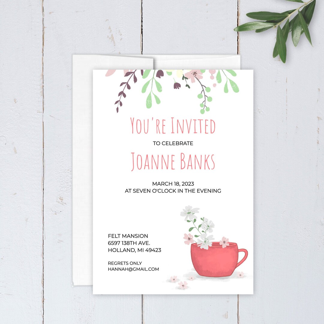 Editable Happy Birthday Coffee Cup Party Invitation / DIY - Etsy