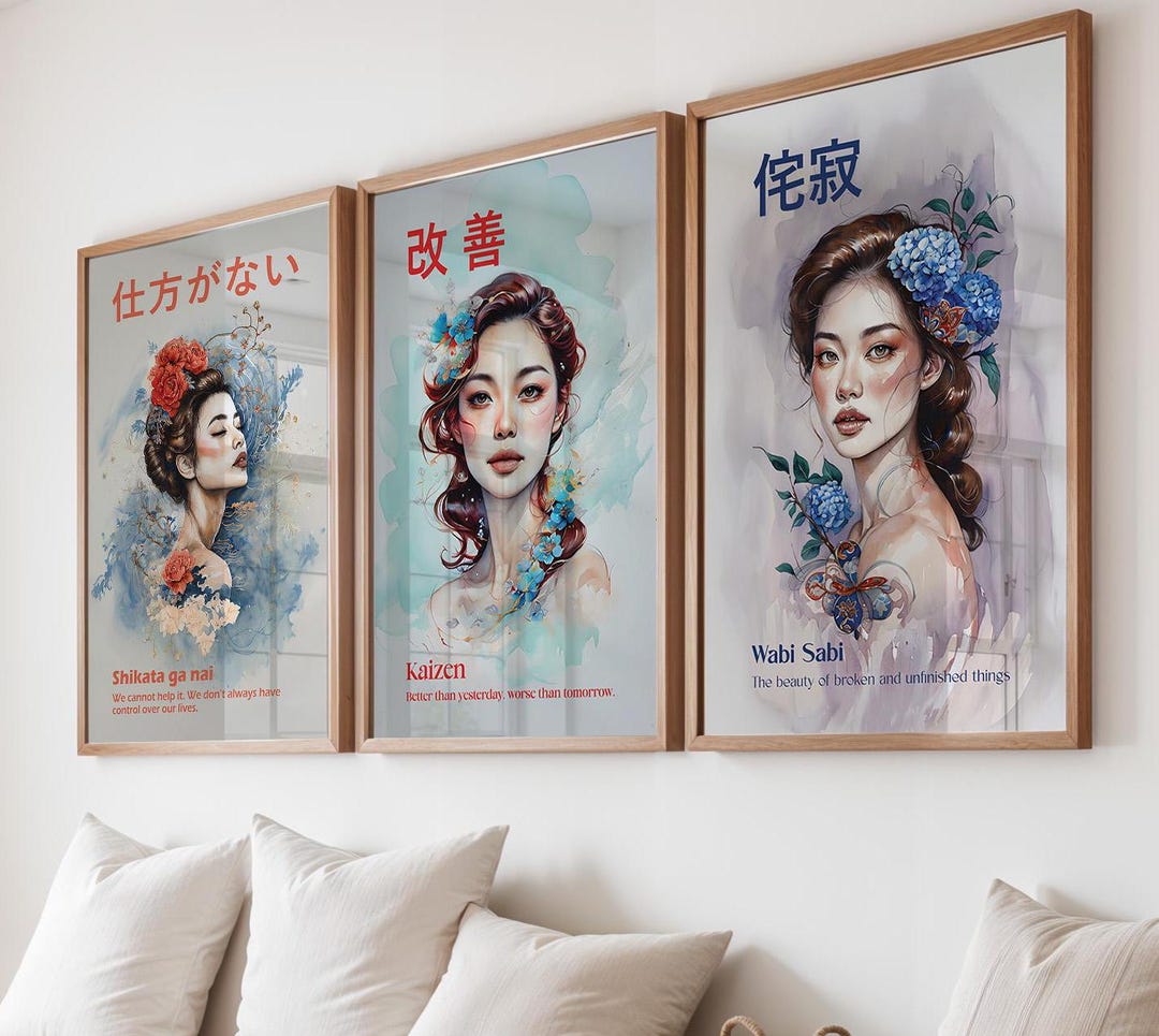 Digital Poster Set | Japanese Wisdom - Kaizen - Wabi Sabi - Shakata Ga Nai | 3 Designs for ...