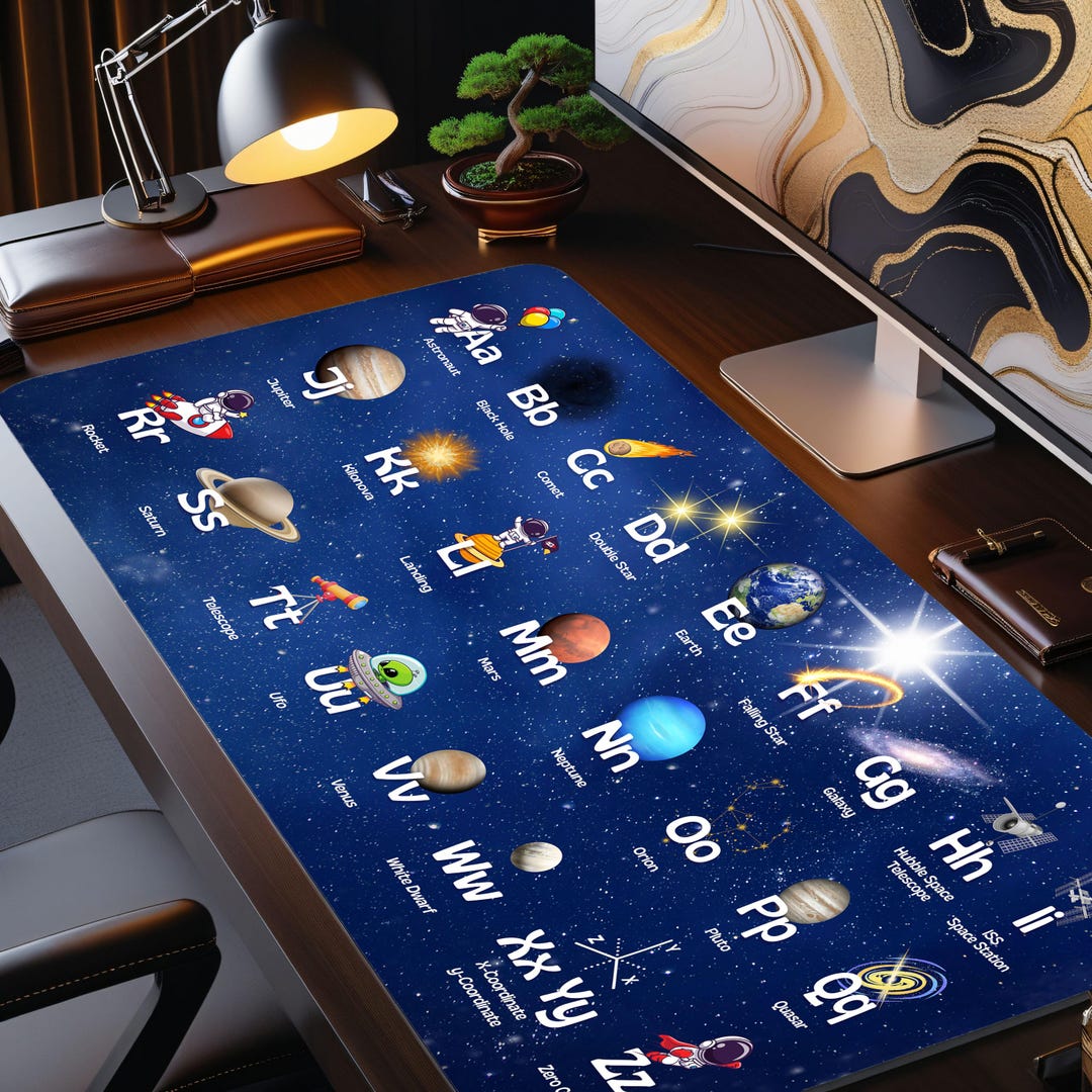 Space Alphabet Desk Mat for Kids: ABC Play Mat Available in Multiple ...