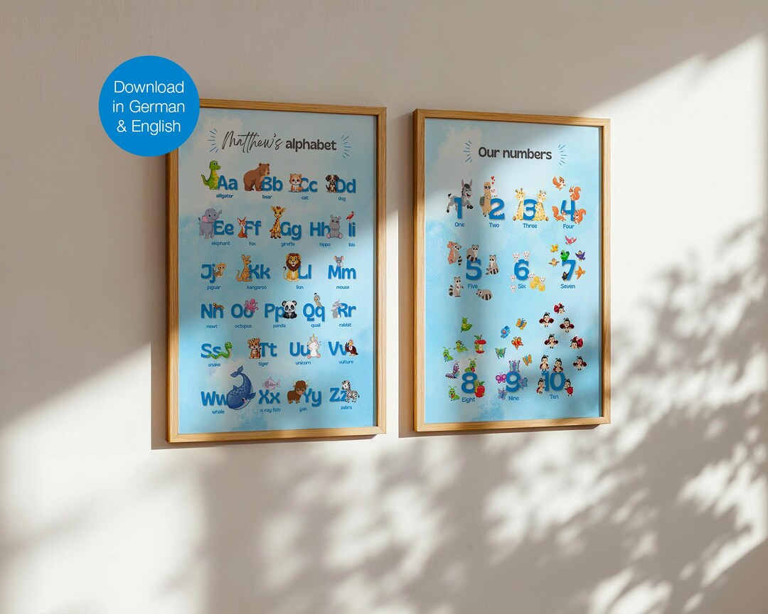 Alphabet & Numbers 1-10 Learning Poster for Children | Montessori ...