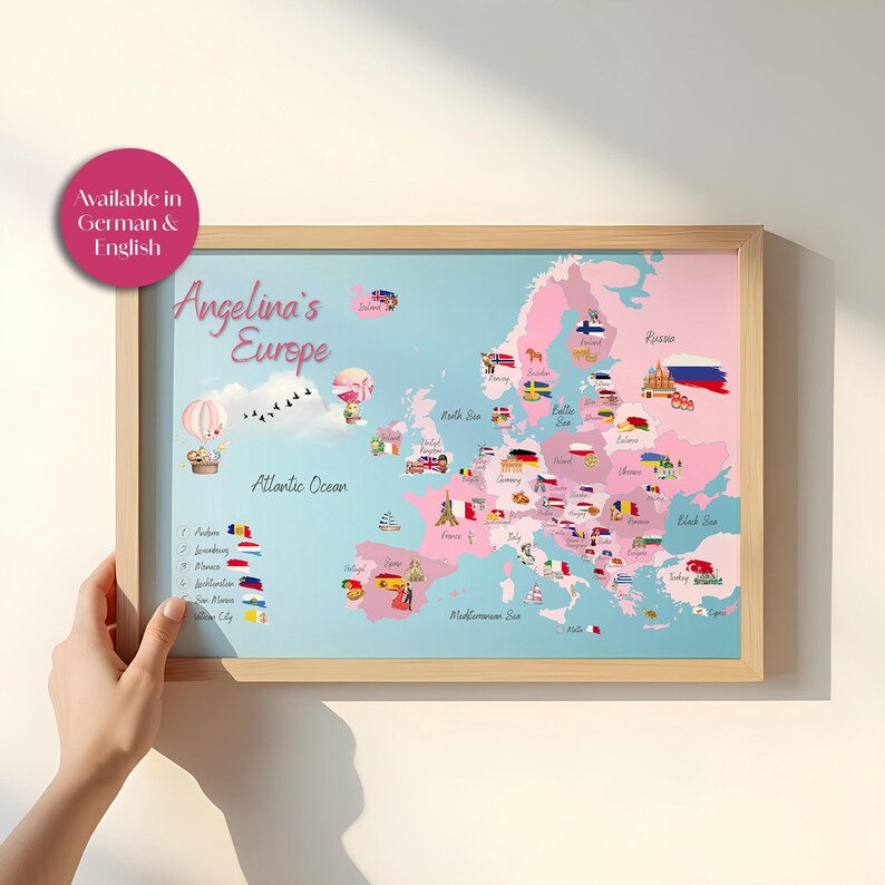 Digital Europe Map for Kids With Flags | Educational Poster for Nursery ...