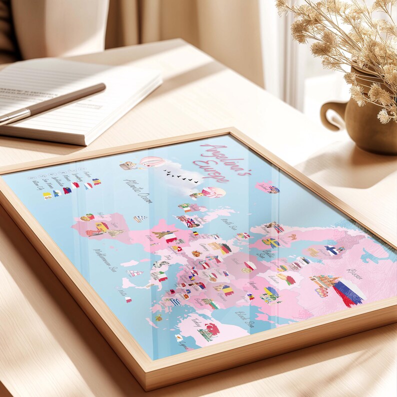 Digital Europe Map for Kids With Flags | Educational Poster for Nursery ...