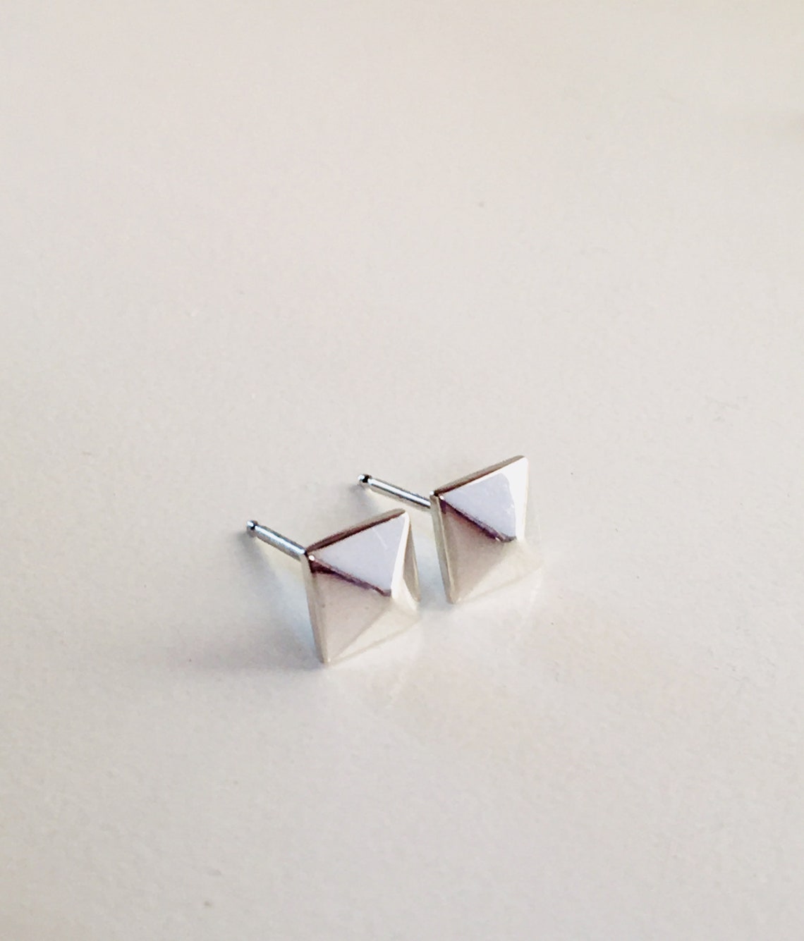 Pyramid Stud Earrings in Sterling Silver - Etsy