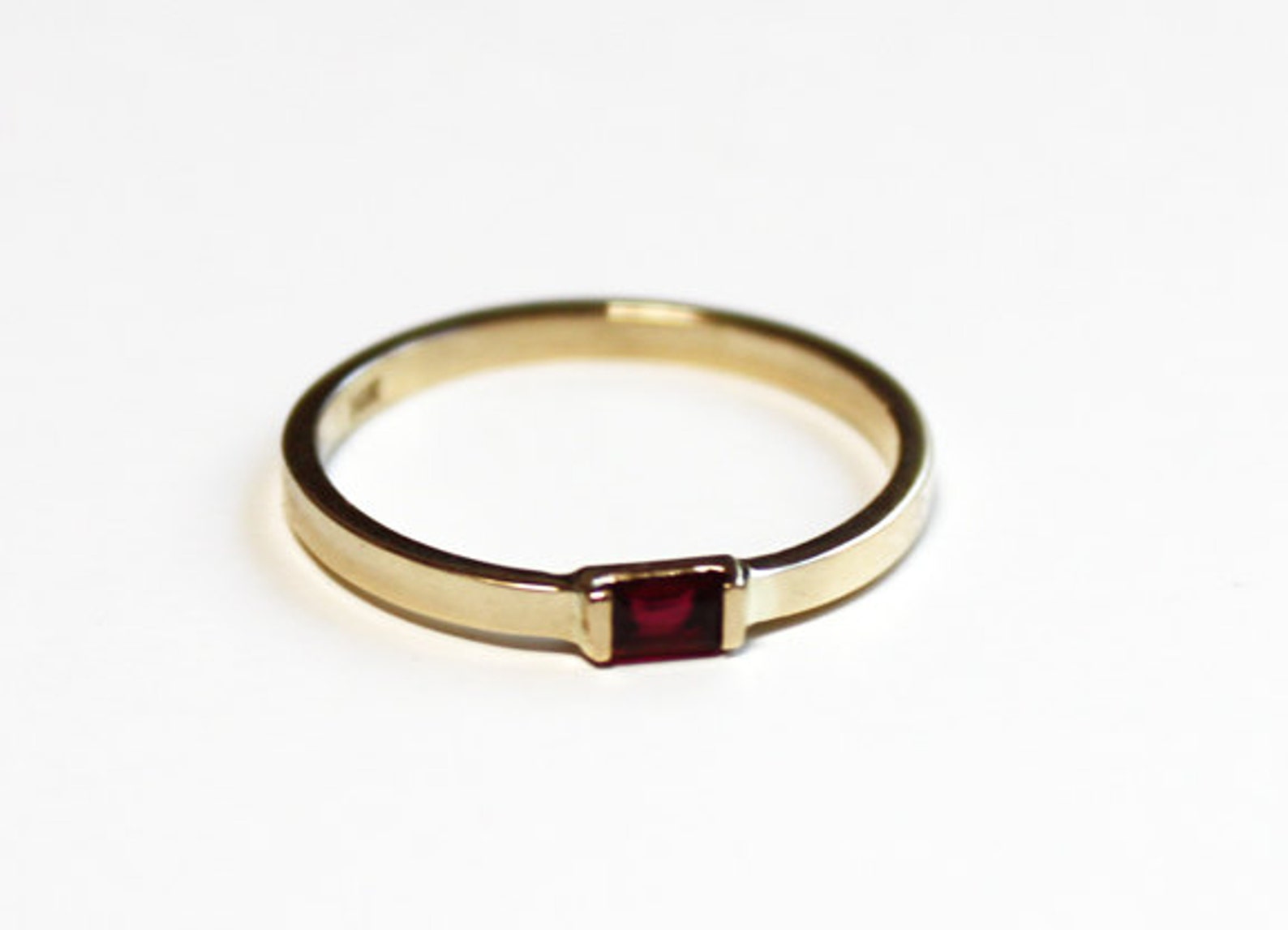 Ruby Baguette Stacking Ring 14K Yellow Gold - Etsy