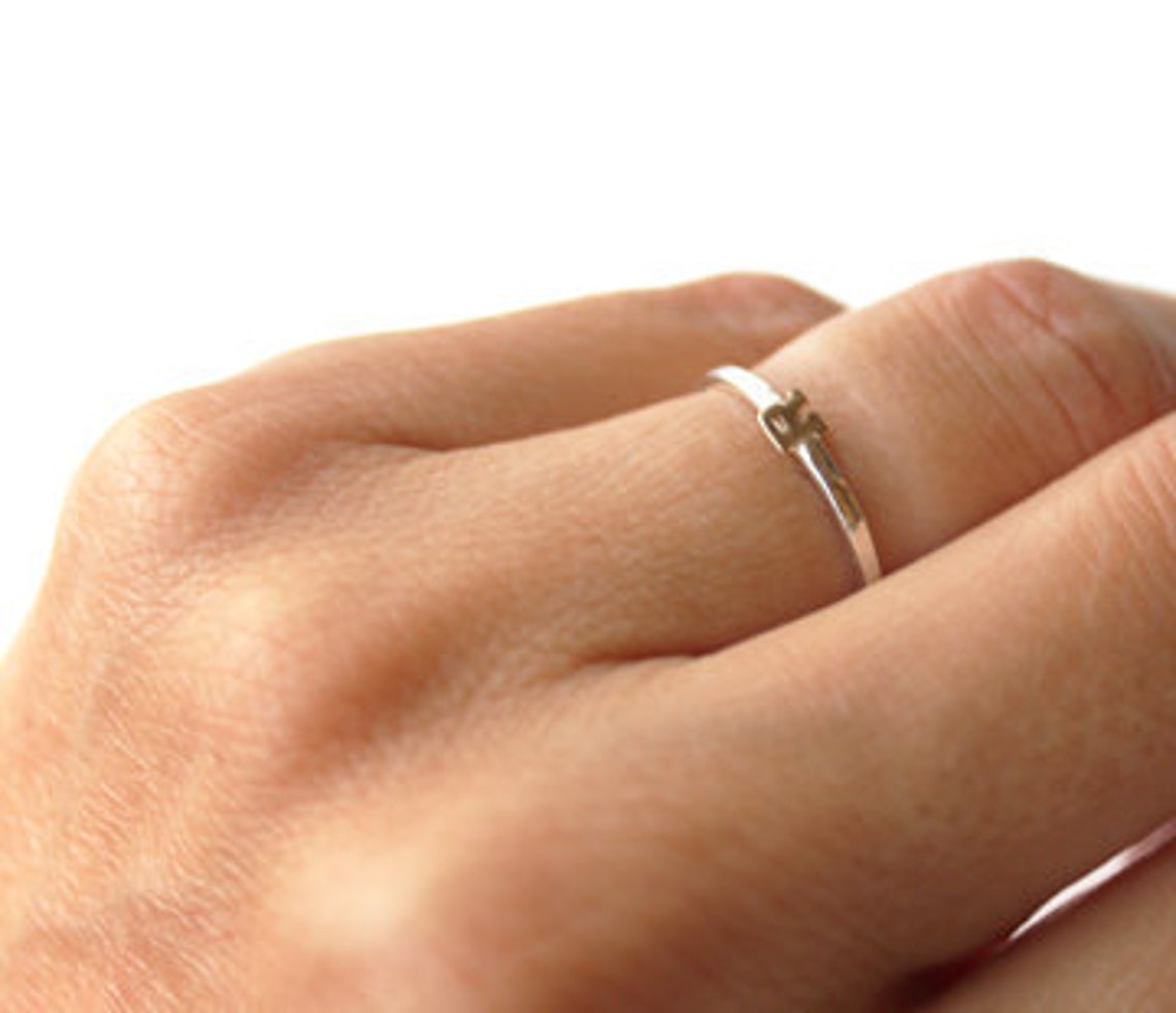 Tiny Initial Ring Sterling Silver Band CUSTOM - Etsy