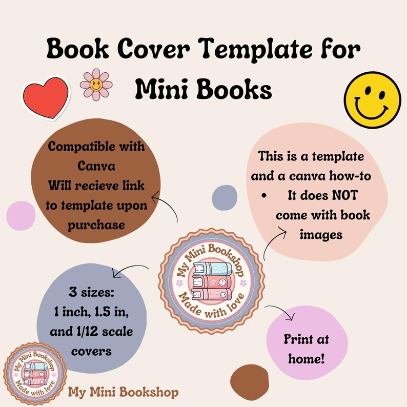 Mini-book Cover Template - Editable Canva File for Book Cover Front ...