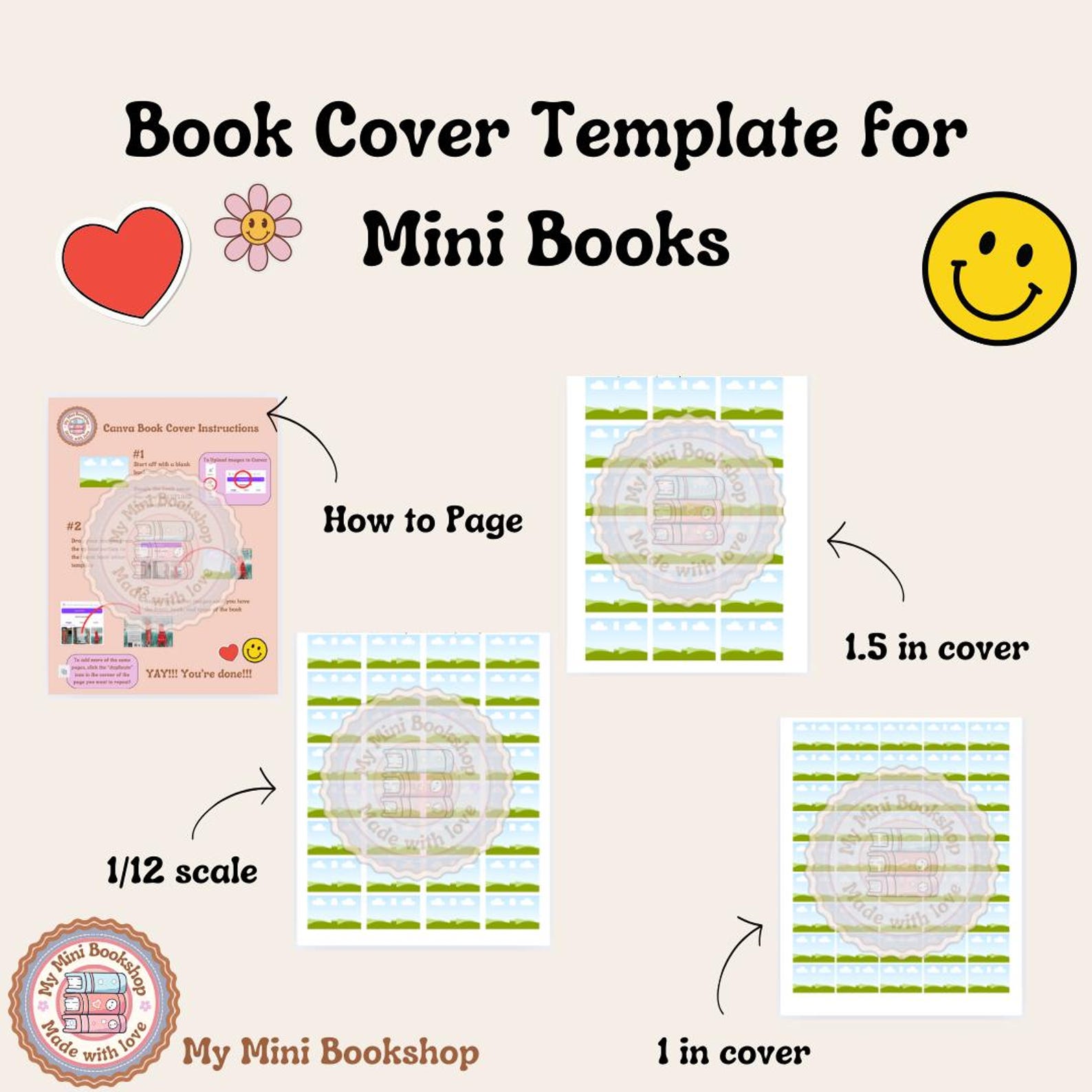 Mini-book Cover Template - Editable Canva File for Book Cover Front ...