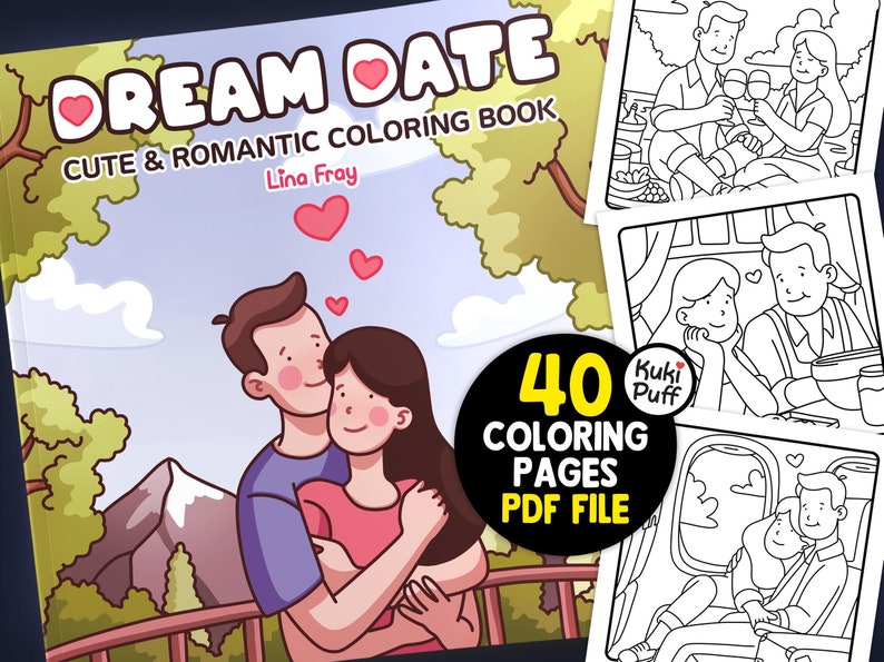 Dream Date: Romantic Coloring Book Featuring Couple on Dates by Lina ...