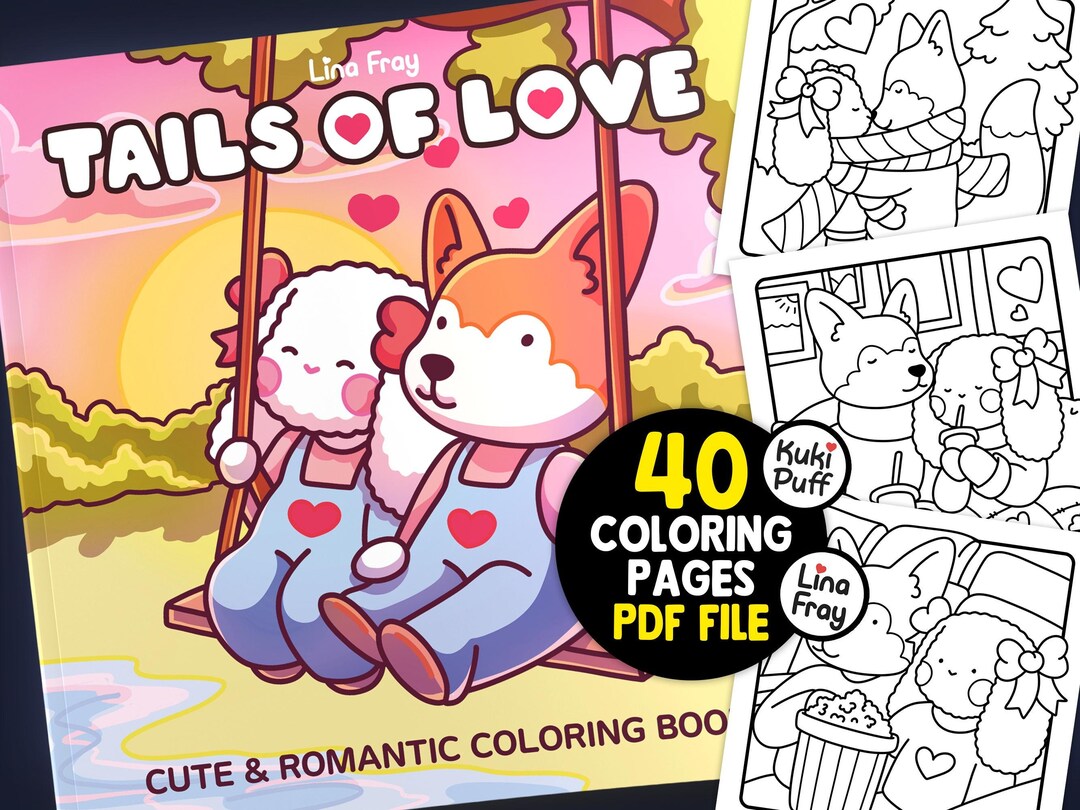 Tails of Love: Romantic Coloring Book Featuring Fox & Bunny by Lina ...