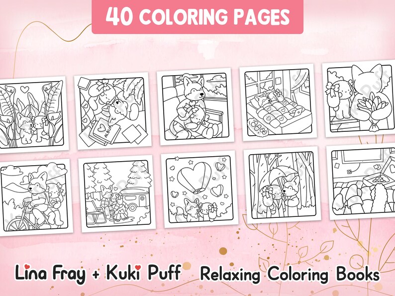 Tails of Love: Romantic Coloring Book Featuring Fox & Bunny by Lina ...