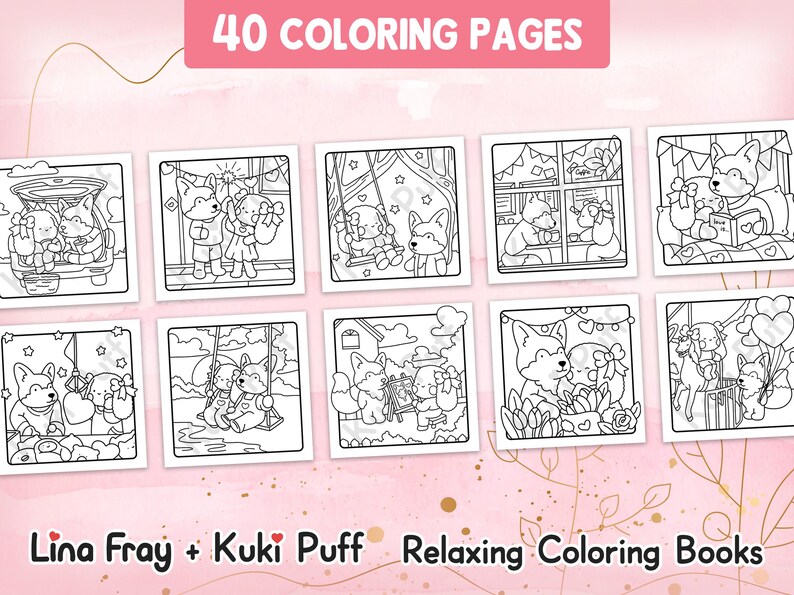 Tails of Love: Romantic Coloring Book Featuring Fox & Bunny by Lina ...