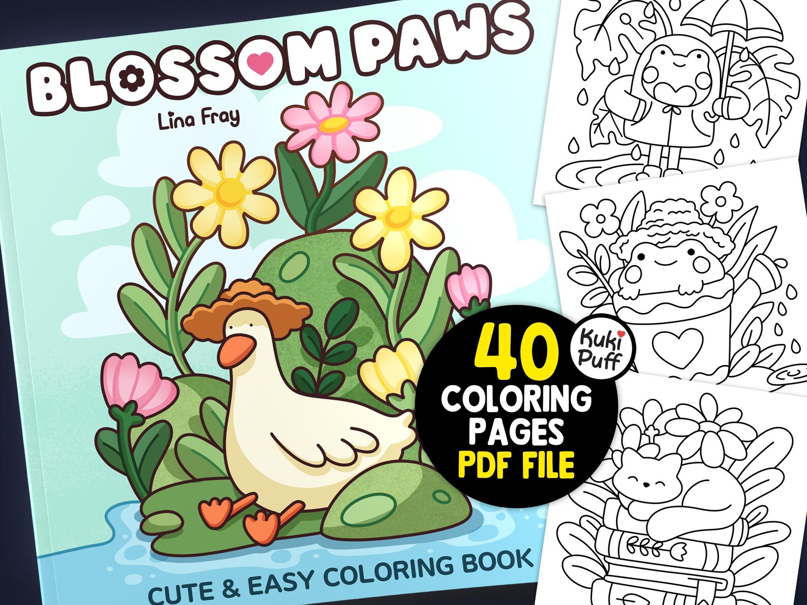 Blossom Paws: Bold & Easy Coloring Book With Plants, Flowers by Lina ...