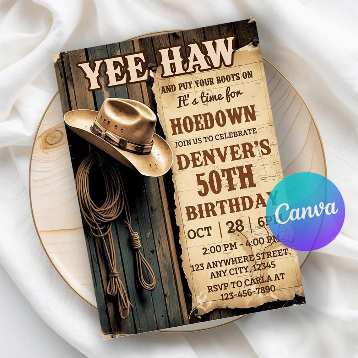 Invitación de cumpleaños de vaquero: ¡Prepárate y ponte las botas ...