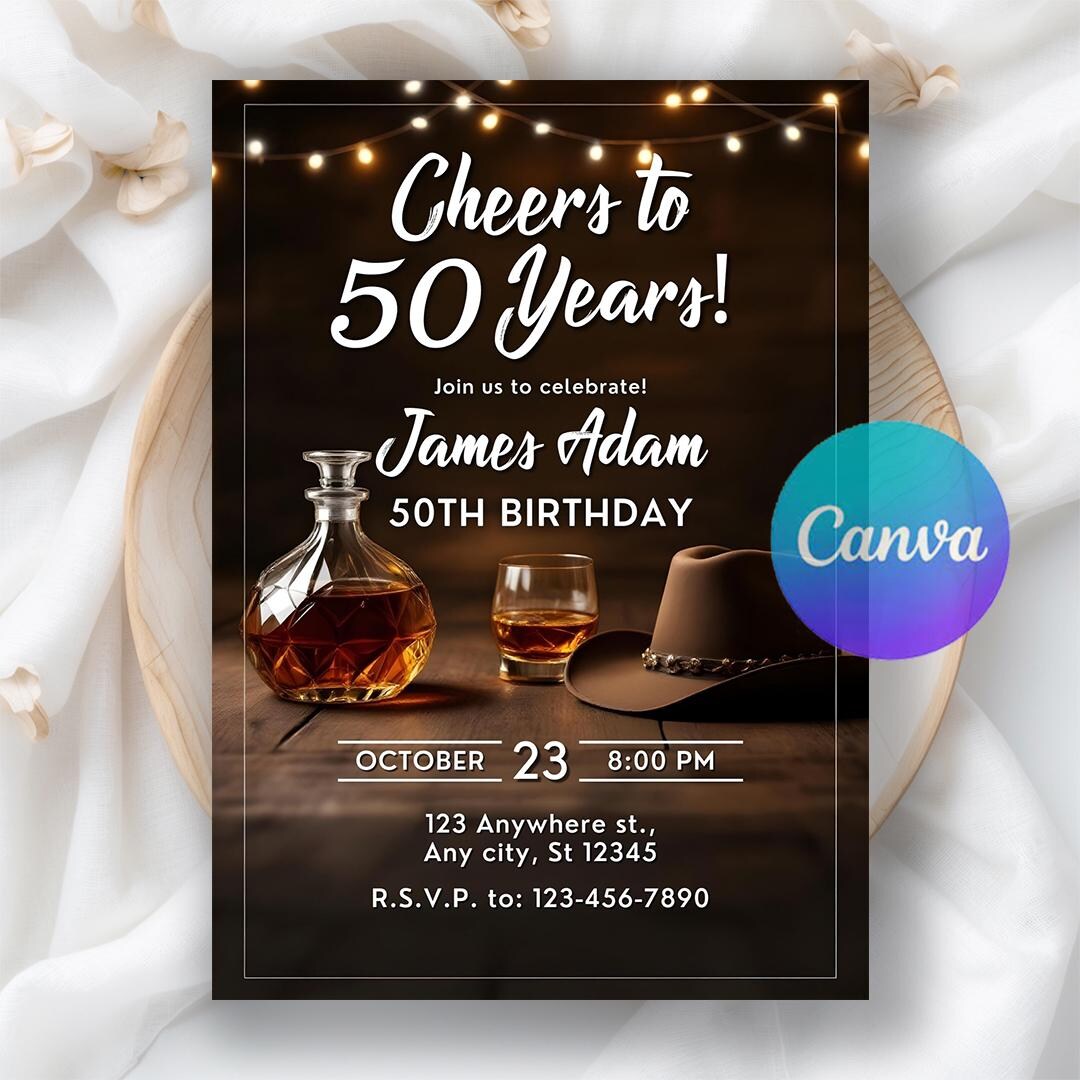 Whiskey Birthday Invitation, Surprise Party Adult, 30th 40th 50th ...