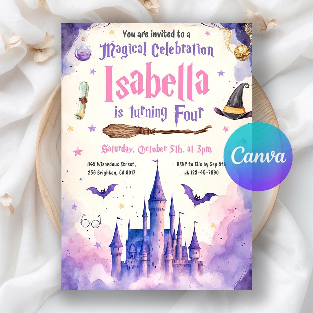 Wizards Witches Birthday Invitation, Magical Wizard Invite, Magical ...