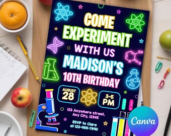 Editable Mad Science Experiment Birthday Invitation, Science Experiment ...