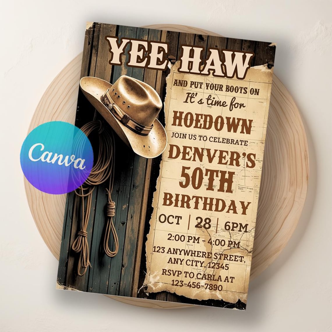 Invitación de cumpleaños de vaquero: ¡Prepárate y ponte las botas ...