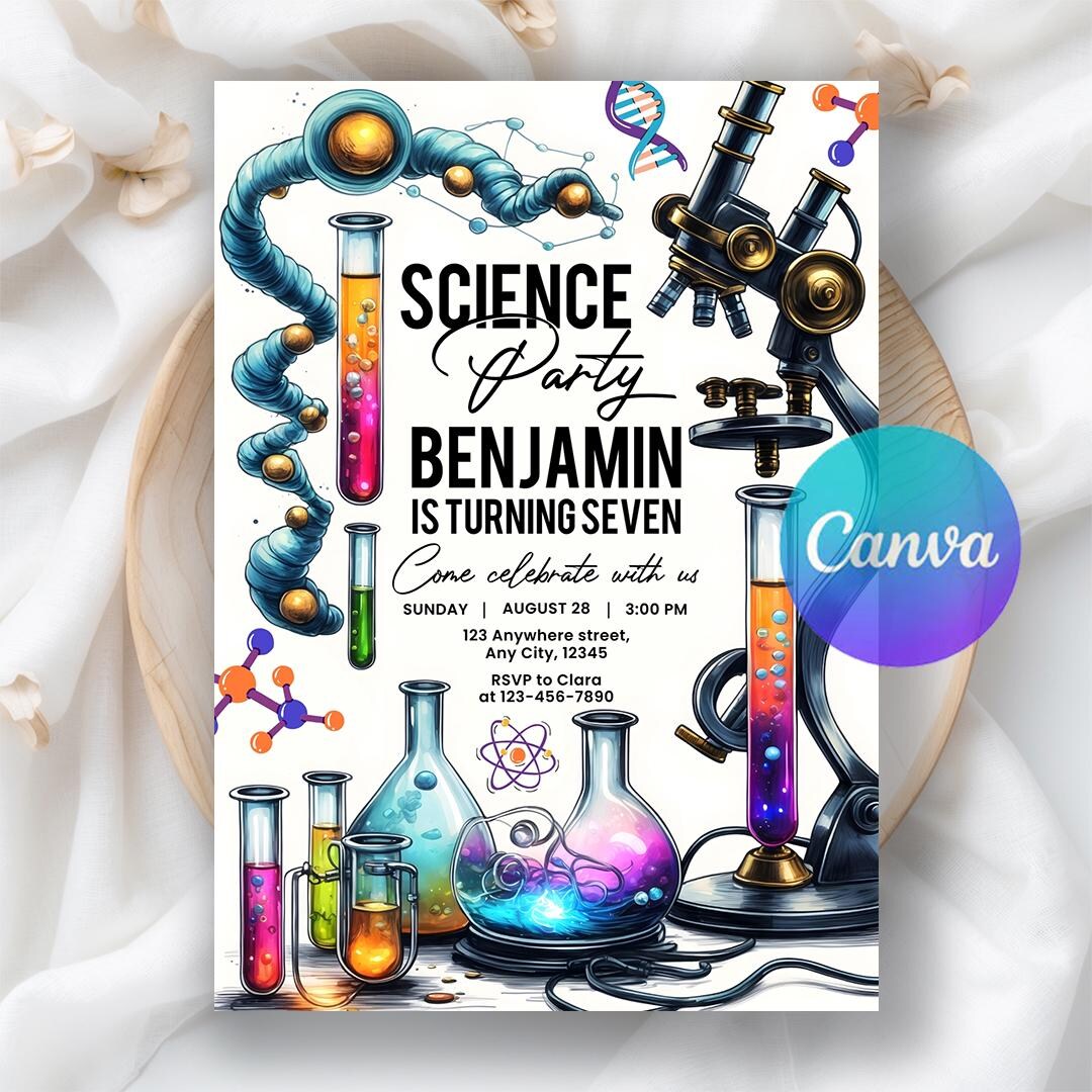 Mad Science Birthday Invitation, Boy Girl Science Party Template ...