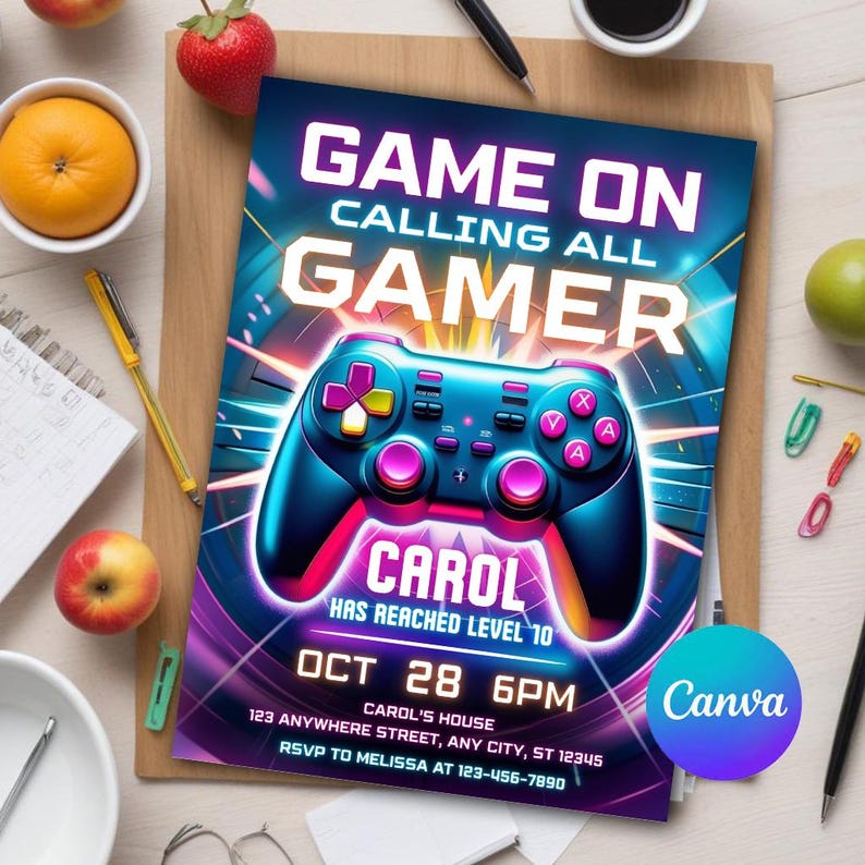Editable Video Game Birthday Party Invitation, Level up Birthday Invite ...