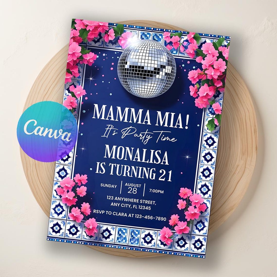 Editable Mamma Mia Themed Birthday Invitation, Mamma Mia Birthday Party ...