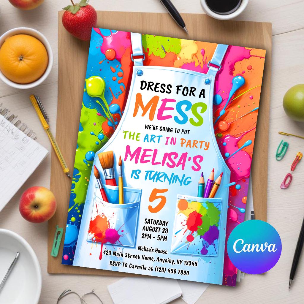 Art Birthday Party Invitation, Painting Party Invitation, Art Party ...