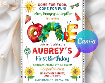 A Very Hungry Caterpillar Birthday Invitation, Hungry Caterpillar ...