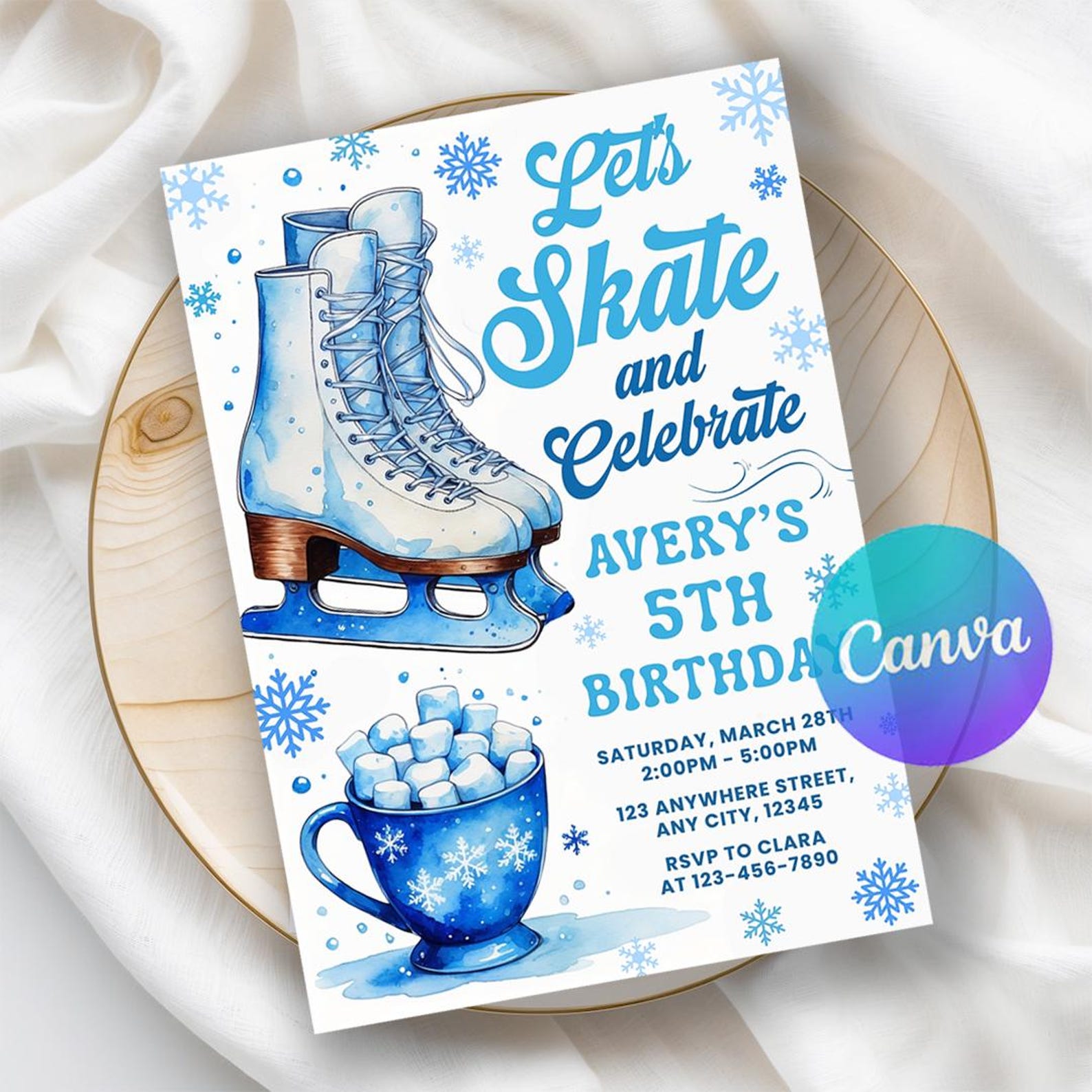 Ice Skating Birthday Party Invitation, Ice Skating Invite, Winter Skate ...