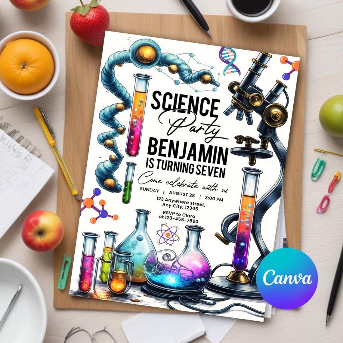 Mad Science Birthday Invitation, Boy Girl Science Party Template ...