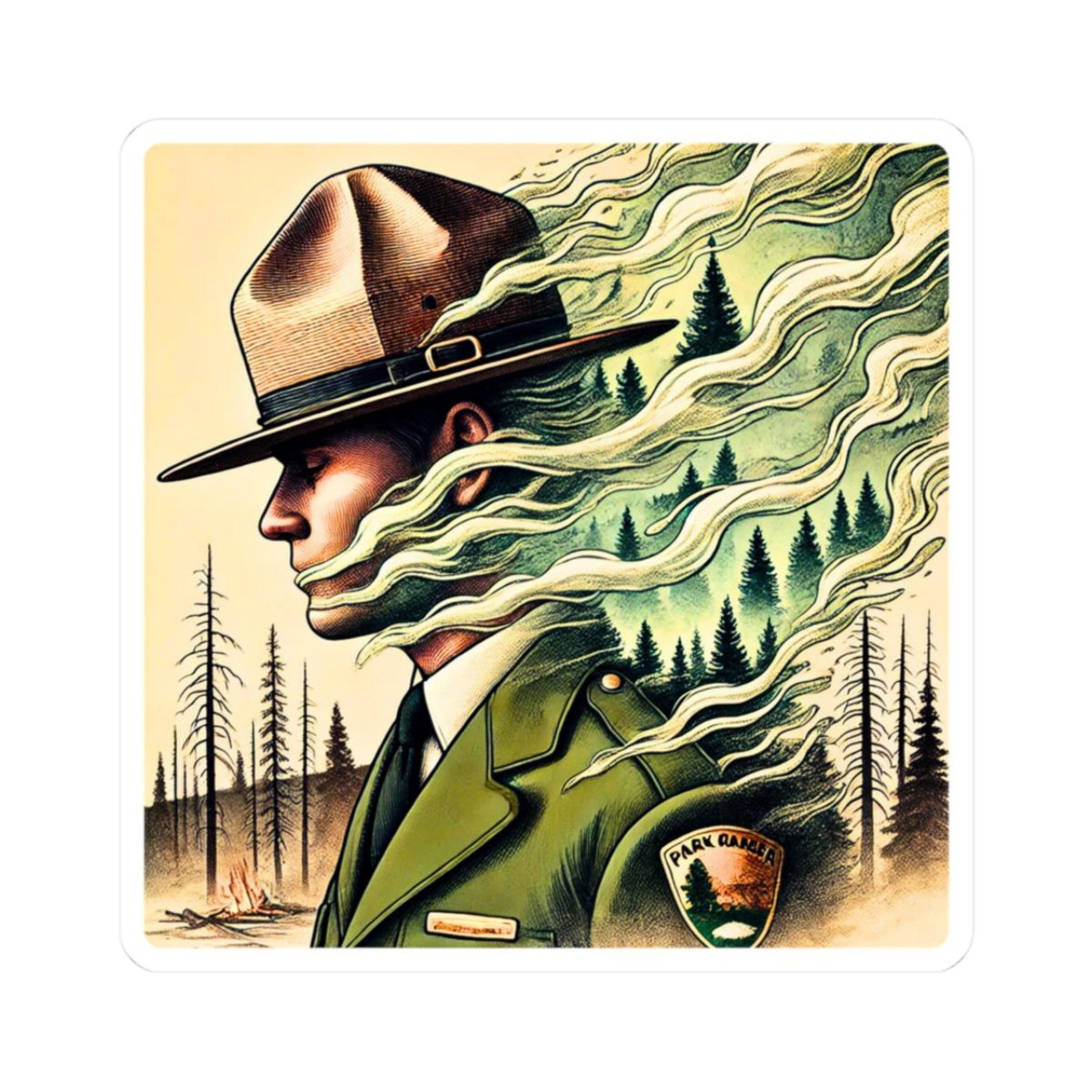 Park Ranger Kiss-cut Stickers, No Ranger, No Future, DOGE Ranger Cuts, Burning Forests Sticker ...